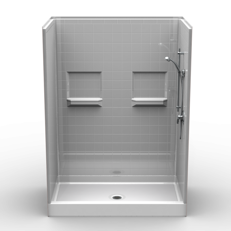 Curbed Shower - Five Piece 60x36 - 4" curb - Real Tile Look